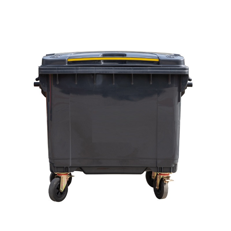 Thùng rác 660L màu đen nhựa HDPE đựng chất thải công nghiệp